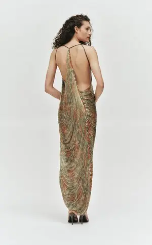 Christopher Esber Warped Wallpaper Printed Tassel Gown