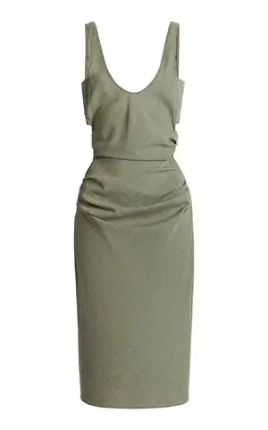 Christopher Esber Banyan Side Twist Tank Wool-blend Midi Dress - Grey