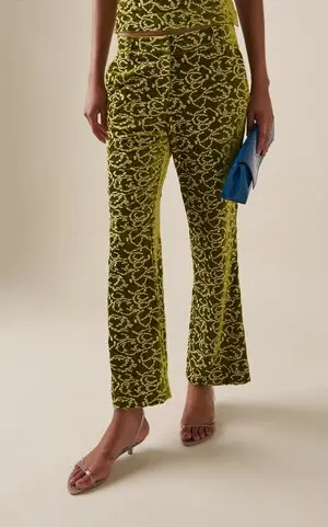 Christopher Esber Embroidered Velvet Cropped Trousers