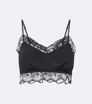 Simone Rocha Lace-trimmed Satin Bralette - Black