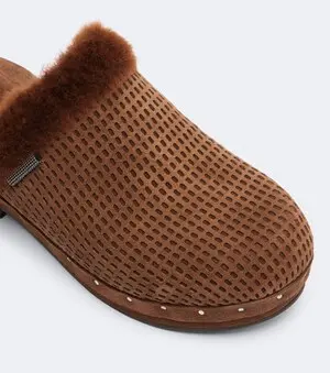 Brunello Cucinelli Monili Suede Shearling Clogs