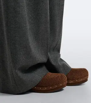 Brunello Cucinelli Monili Suede Shearling Clogs