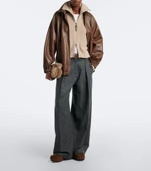 Brunello Cucinelli Monili Suede Shearling Clogs