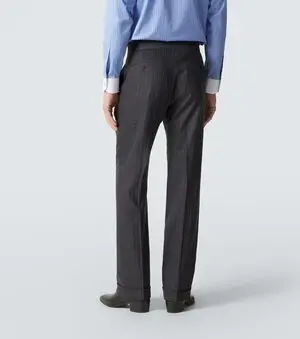 TOM FORD Herringbone Wool Straight Pants