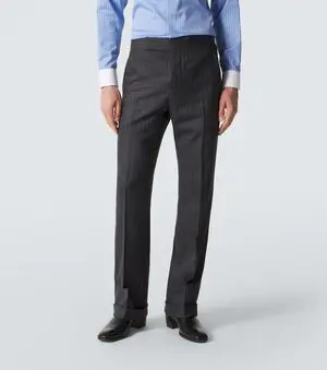 TOM FORD Herringbone Wool Straight Pants