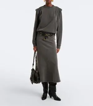 MARANT ETOILE Solkia Cotton Jersey Midi Skirt - Grey
