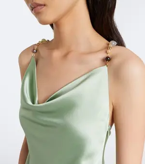 Retrofete Odalis Beaded Draped Maxi Dress In Matcha