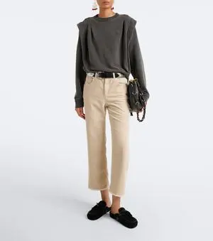 MARANT ETOILE Ruthie Corduroy Straight Leg Pants - Beige