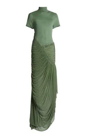 Christopher Esber Fusion Ruched Ripple Maxi Dress - Green