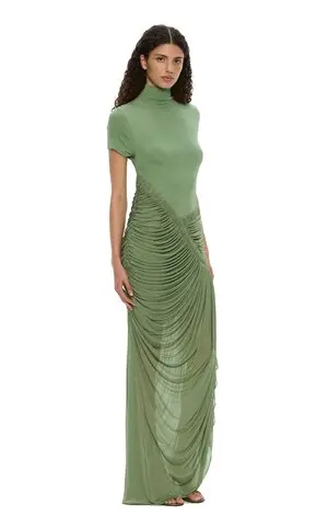 Christopher Esber Fusion Ruched Ripple Maxi Dress