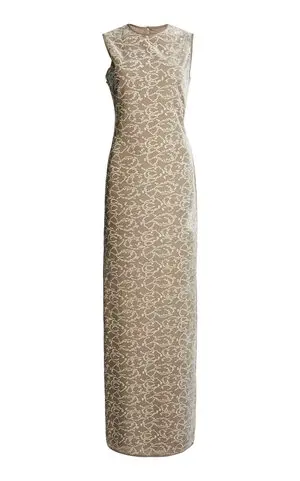 Christopher Esber Embroidered Velvet Cutaway Tank Maxi Dress - Print