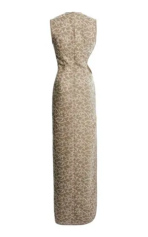 Christopher Esber Embroidered Velvet Cutaway Tank Maxi Dress