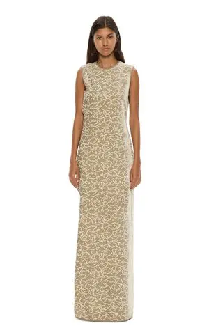 Christopher Esber Embroidered Velvet Cutaway Tank Maxi Dress