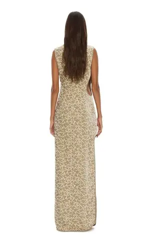 Christopher Esber Embroidered Velvet Cutaway Tank Maxi Dress