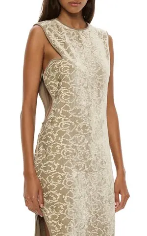 Christopher Esber Embroidered Velvet Cutaway Tank Maxi Dress