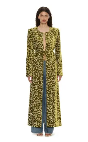 Christopher Esber Embroidered Silk Velvet Robe Coat