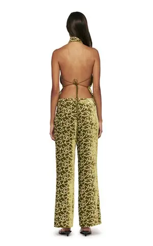Christopher Esber Embroidered Silk Velvet Loophole Tie Backless Top