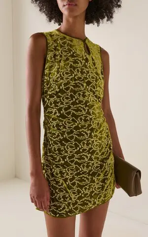 Christopher Esber Embroidered Silk Velvet Loophole Mini Dress