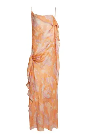 Christopher Esber Cusco Draped Cami Linen-silk Maxi Dress - Orange