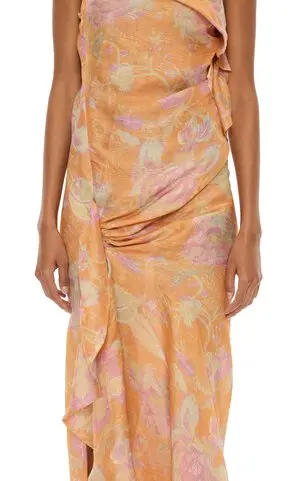 Christopher Esber Cusco Draped Cami Linen-silk Maxi Dress
