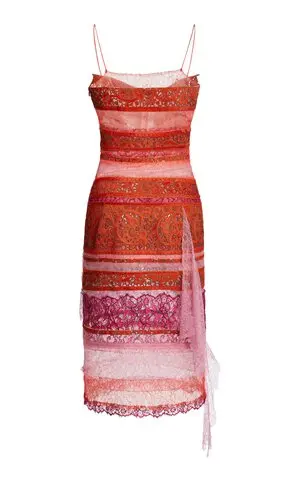 Christopher Esber Arden Lasercut Lace Leather Midi Dress