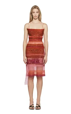 Christopher Esber Arden Lasercut Lace Leather Midi Dress