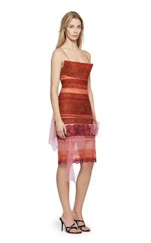 Christopher Esber Arden Lasercut Lace Leather Midi Dress