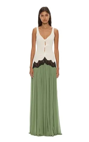Christopher Esber Open Twist Verner Lace Tank Maxi Dress