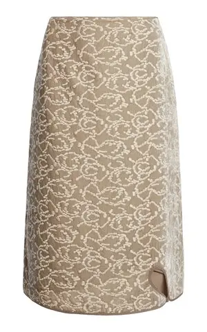 Christopher Esber Embroidered Velvet Silk Midi Skirt - Brown