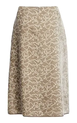 Christopher Esber Embroidered Velvet Silk Midi Skirt