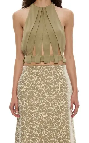 Christopher Esber Embroidered Velvet Silk Midi Skirt