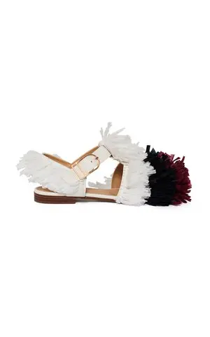 Gabriela Hearst Lynn Raffia Fringe Flat