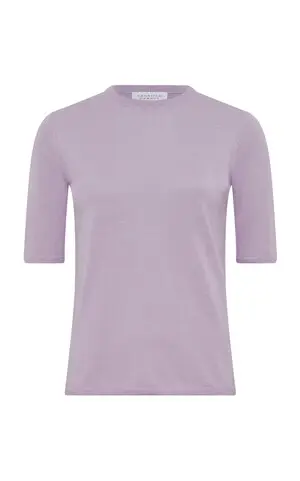 Gabriela Hearst Chryse Wool-silk Short-sleeve Crewneck - Purple