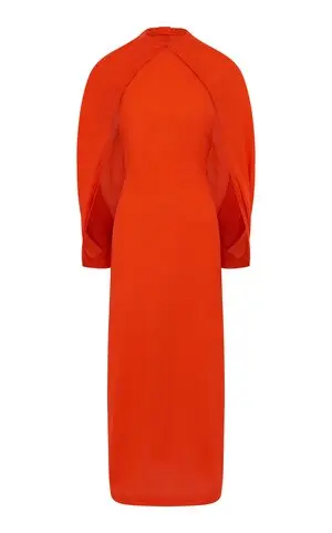 Gabriela Hearst Brett Cape Wool-cashmere Dress - Orange