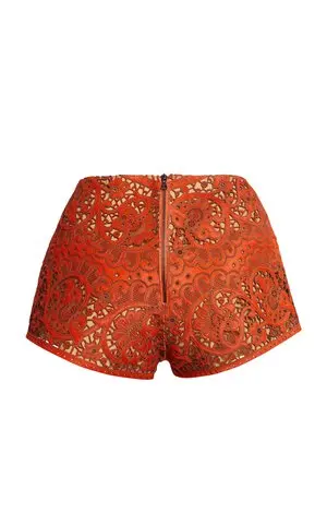 Christopher Esber Venise Lasercut Leather-silk Shorts