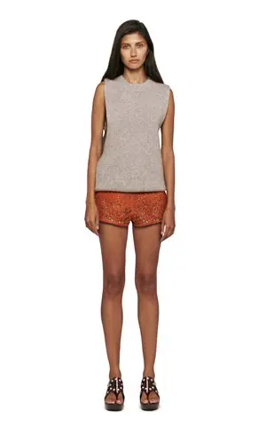 Christopher Esber Venise Lasercut Leather-silk Shorts