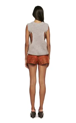 Christopher Esber Venise Lasercut Leather-silk Shorts