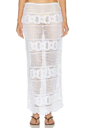 SKIMS Crochet Swim Long Skirt - Snow