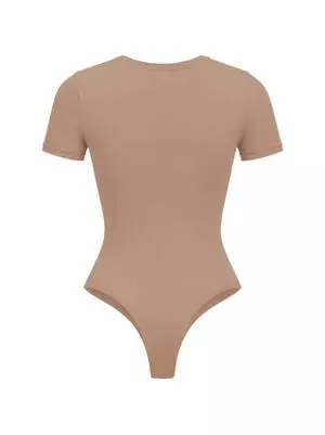 GOD SAVE QUEENS Logo Print Short Sleeve Bodysuit - Neutrals