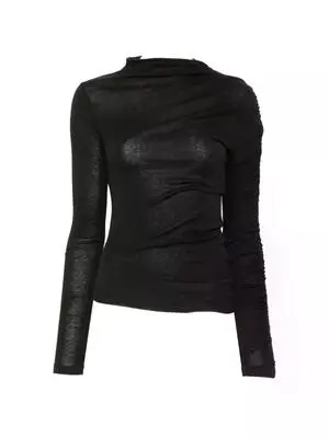 Pinko Ruched Long-sleeve Top - Black