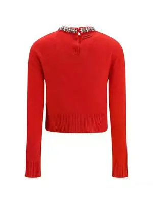 Pinko Berlino Crystal-embellished Ribbed-trim Sweater