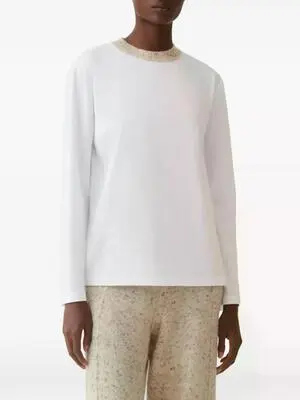 Fabiana Filippi Contrast-trim Long-sleeve T-shirt - White