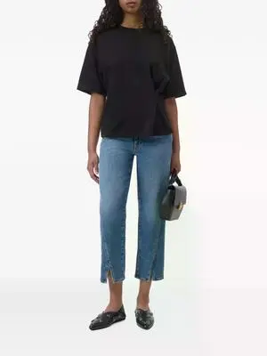 Closed Ribbed Draped T-shirt