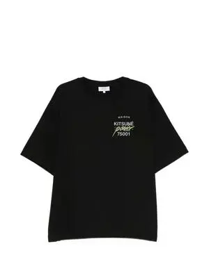 Maison Kitsuné Logo-print Fox-motif T-shirt - Black