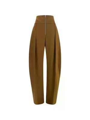 FERRAGAMO High-waisted Pleated Trousers - Brown