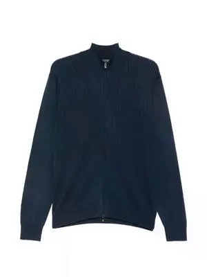 Corneliani Ribbed-knit Zip-fastening Cardigan - Blue