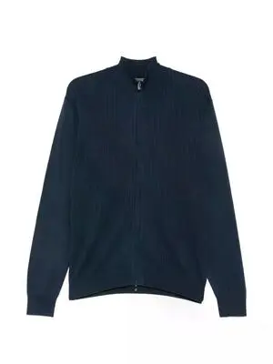 Corneliani Ribbed-knit Zip-fastening Cardigan - Blue
