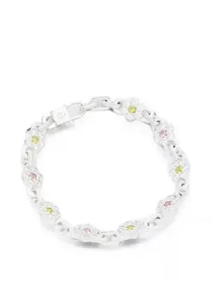 HATTON LABS Floral-motif Crystal-embellished Bracelet - Silver