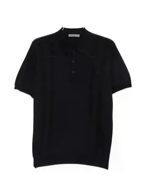 Corneliani Pointelle-knit Short-sleeve Polo Shirt - Blue