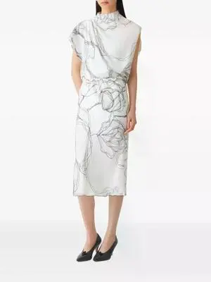 Fabiana Filippi Floral Print Ruffled Skirt - White